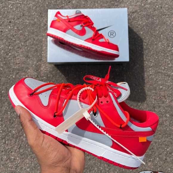 Nike | Shoes | Nike Dunk Low Off White University Red Size 5 | Poshmark